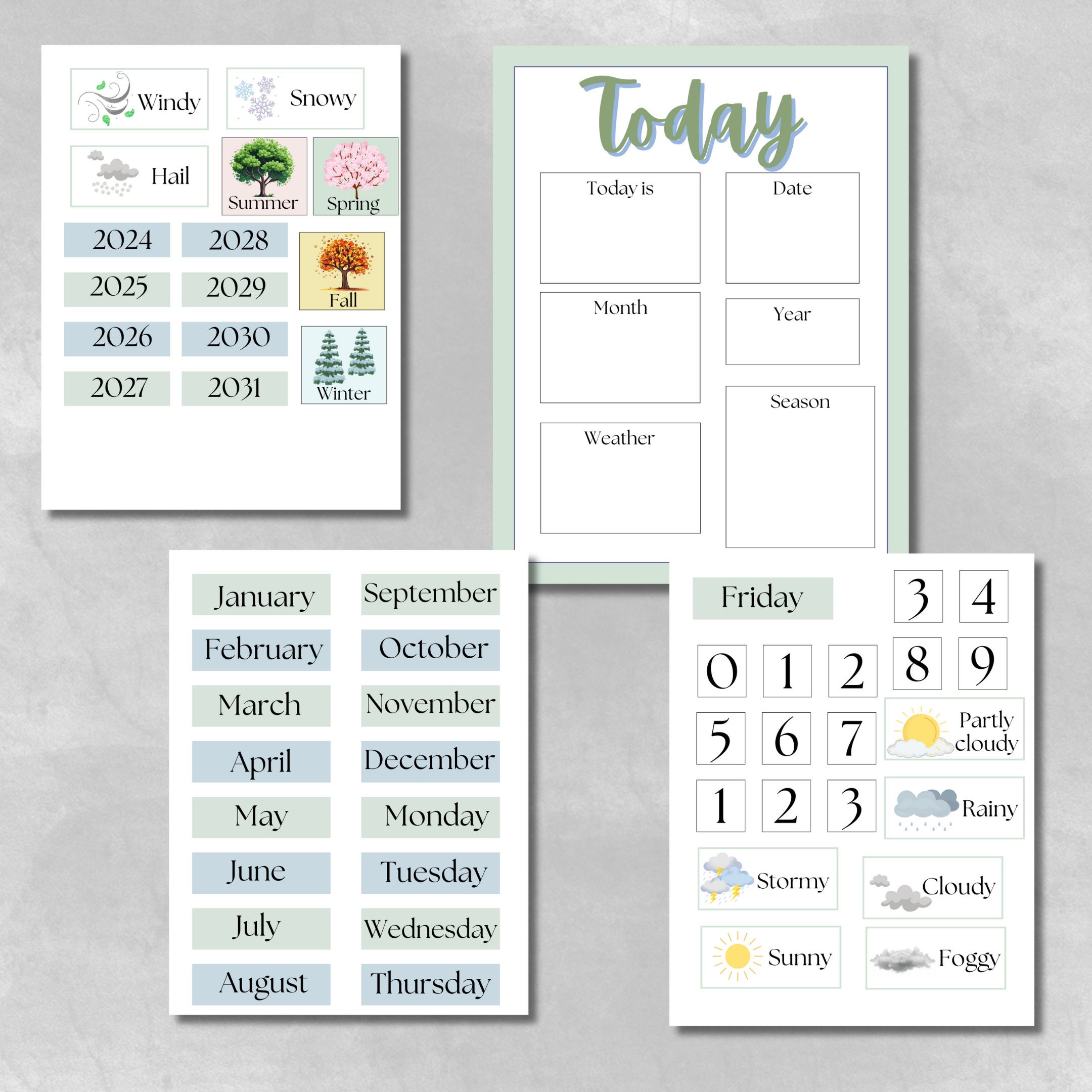 Preschool Weather and Days of the Week Editable Morning Calendar - Etsy