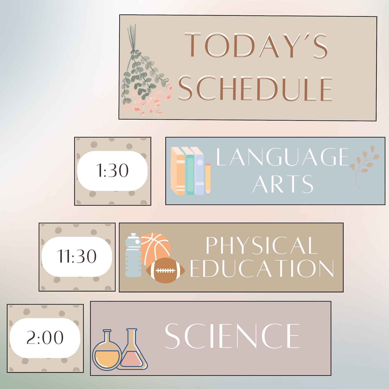 Classroom Schedule Cards | Boho Class Decor | Bulletin Board Posters ...