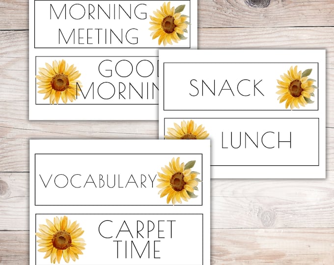 Classroom Schedule Cards With Graphics | Boho Visual Classroom Schedule ...