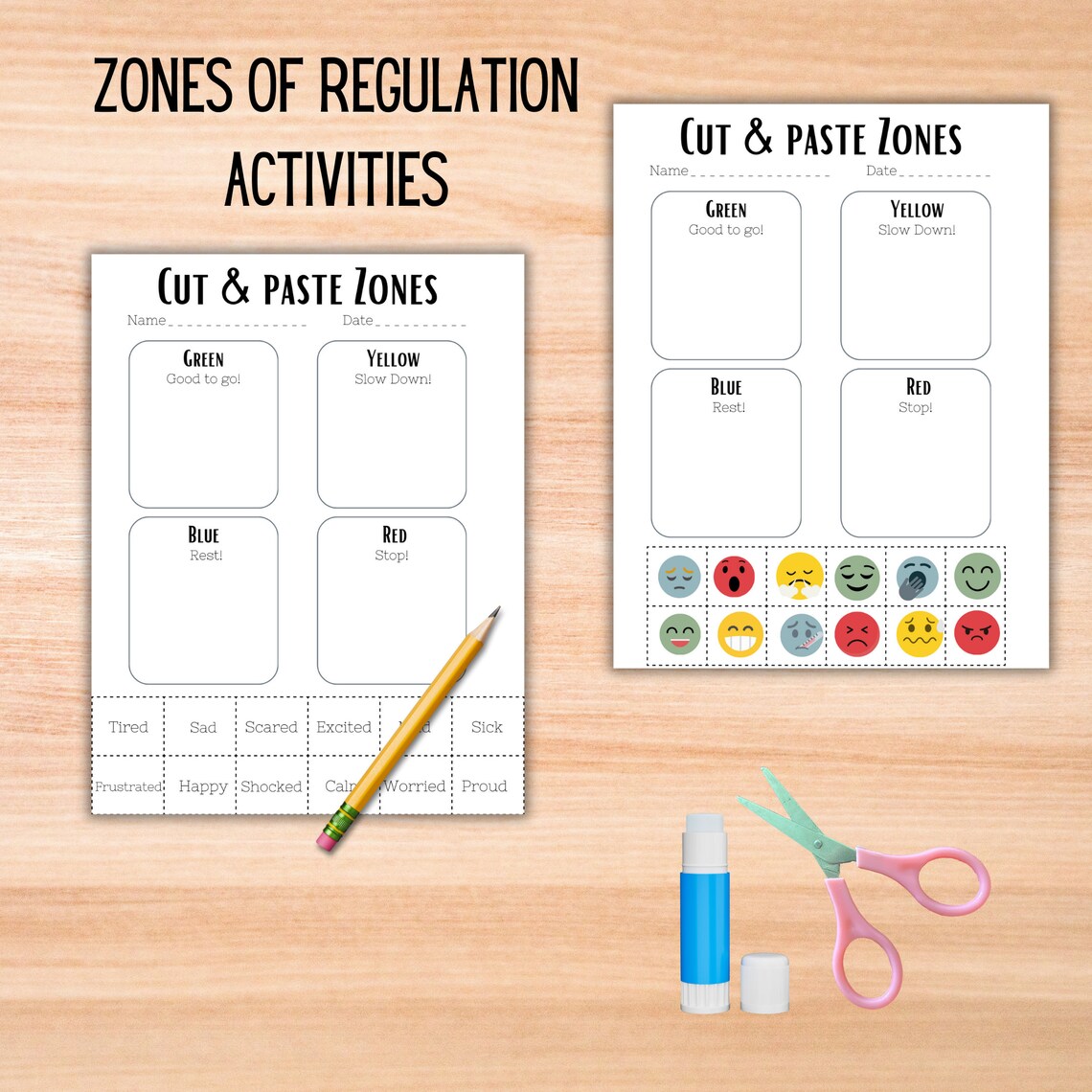 Zones of Regulation Calm Down Corner Feeling Chart Mental Health Poster ...