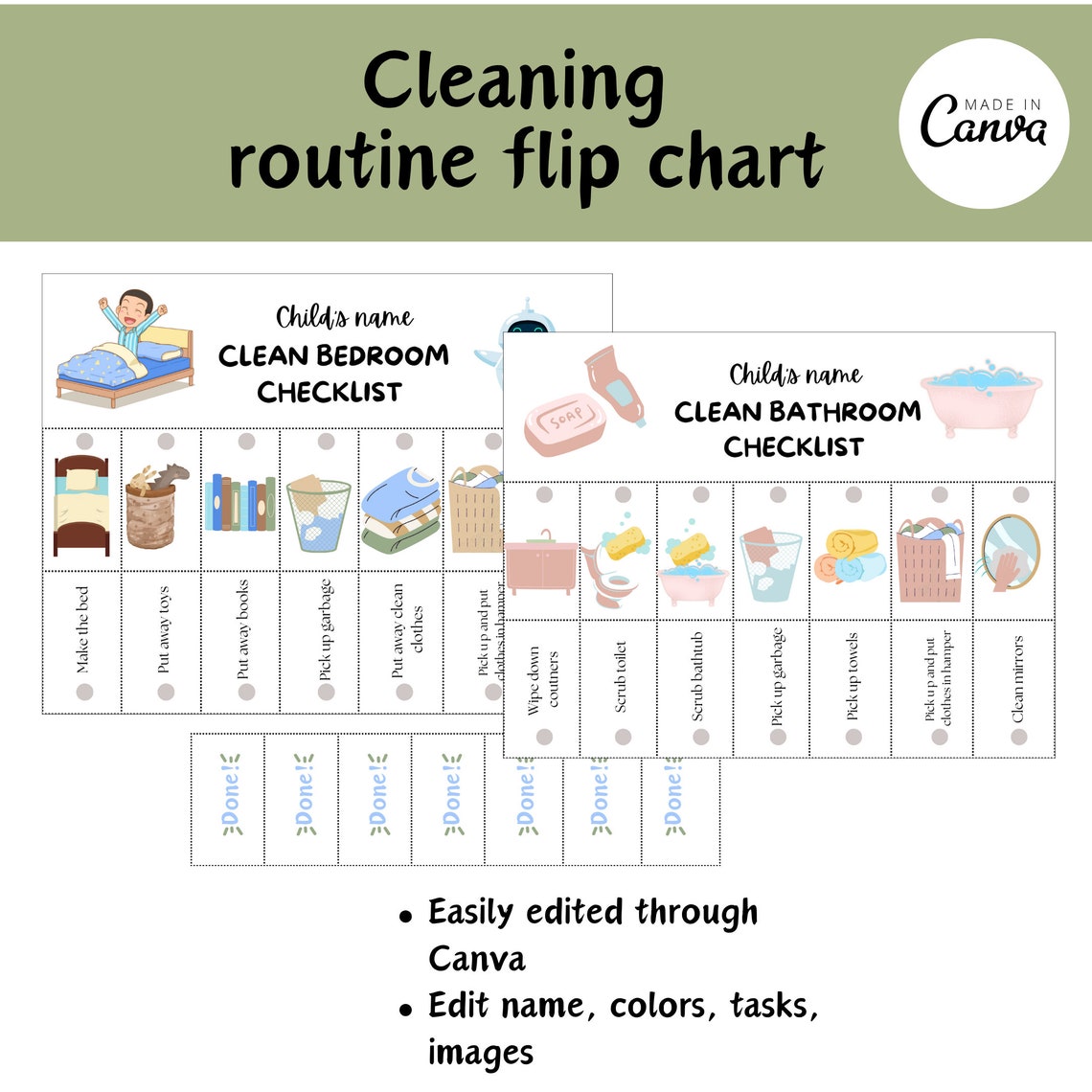 Routine Cleaning Flip Chart Editable Visual Schedule Kids Daily ...