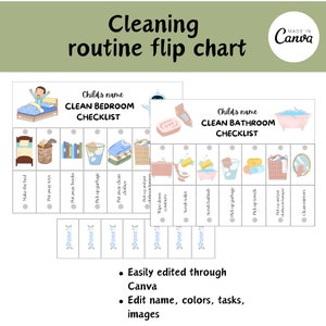 Routine Cleaning Flip Chart Editable Visual Schedule Kids Daily ...