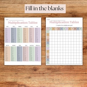 Printable Times Tables Study Guides for Multiplication Practice and ...