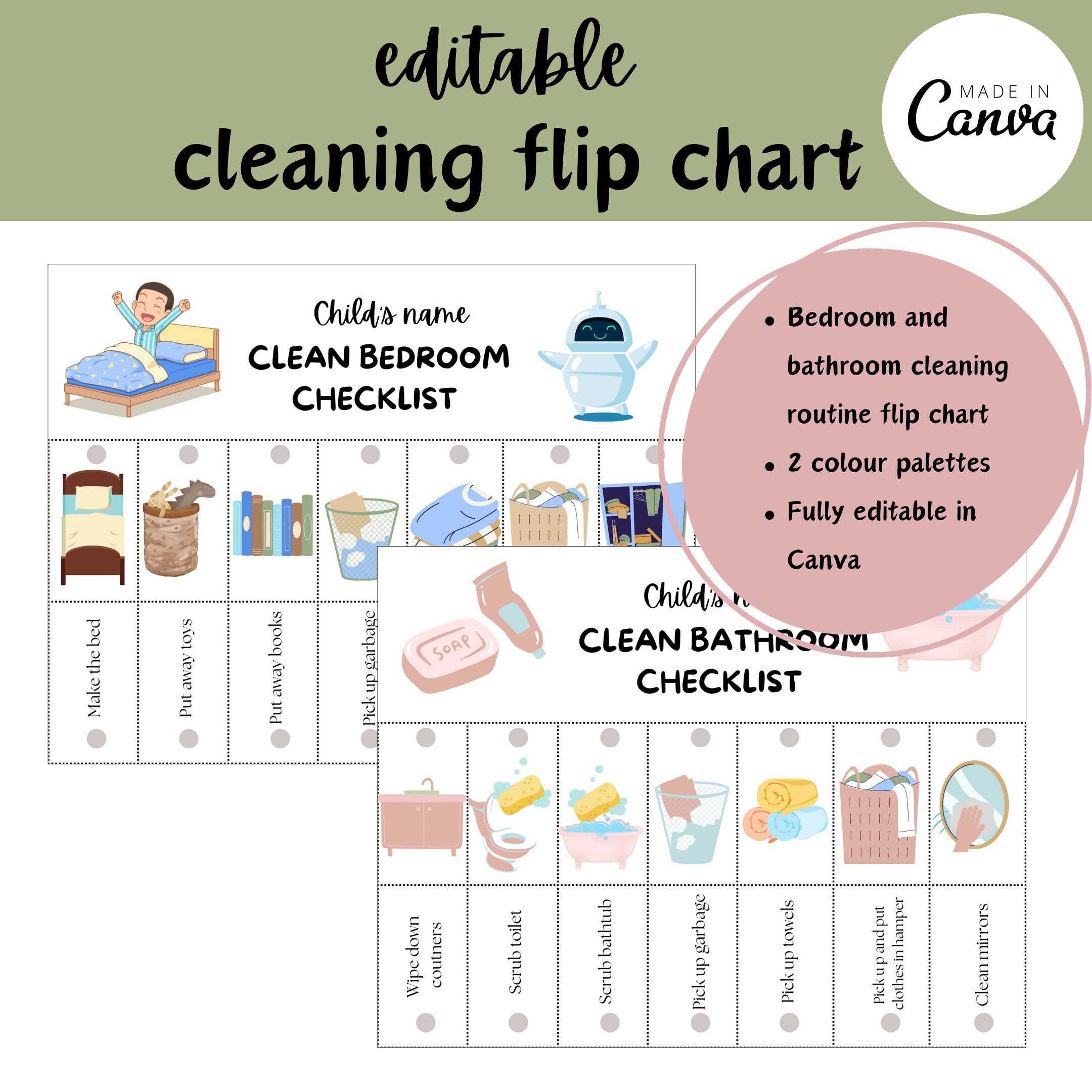 Routine Cleaning Flip Chart Editable Visual Schedule Kids Daily ...