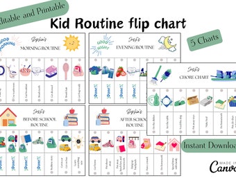 Routine Flip Chart Editable Morning Evening School Chore Visual ...