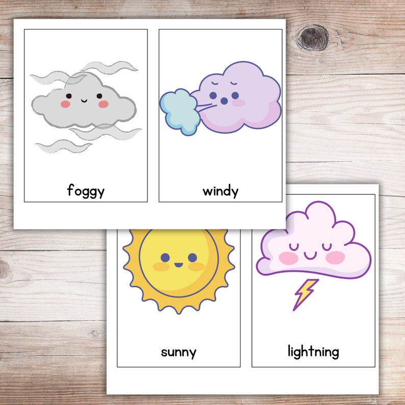 16 Weather Flashcards | Educational Cards | Weather Printable | Kid ...