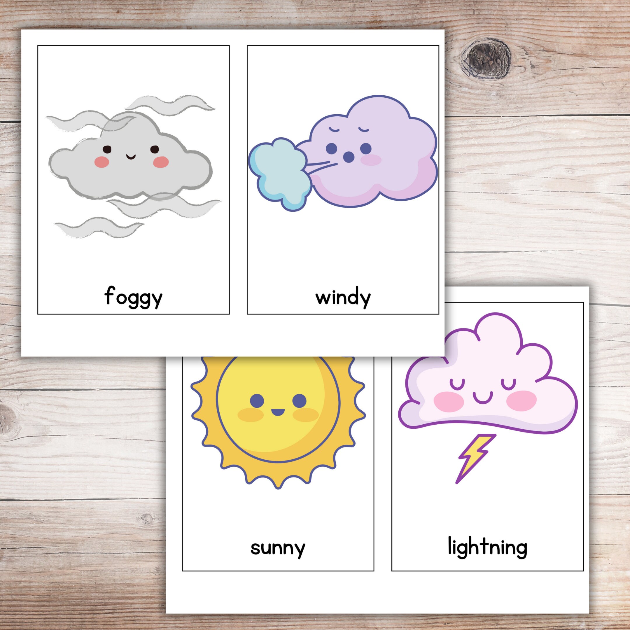 16 Weather Flashcards Educational Cards Weather Printable Kid Weather ...