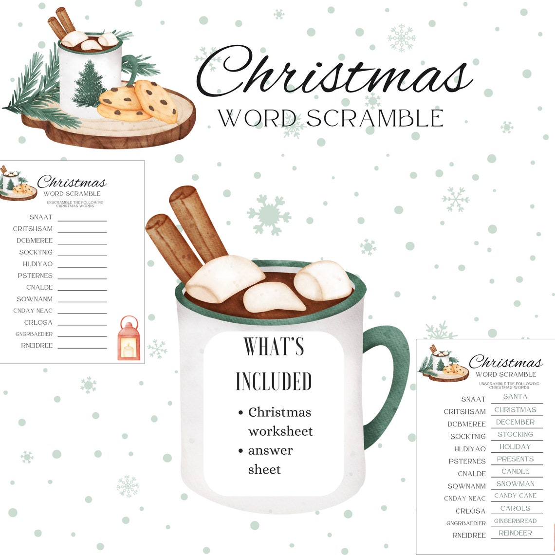 Christmas Word Scramble, Christmas Party Games, Holiday Party Games ...