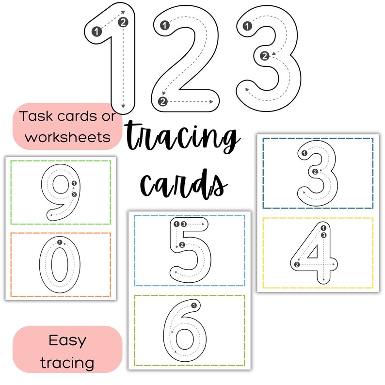Number Tracing Cards for Preschool Handwriting Practice, Workbook and ...