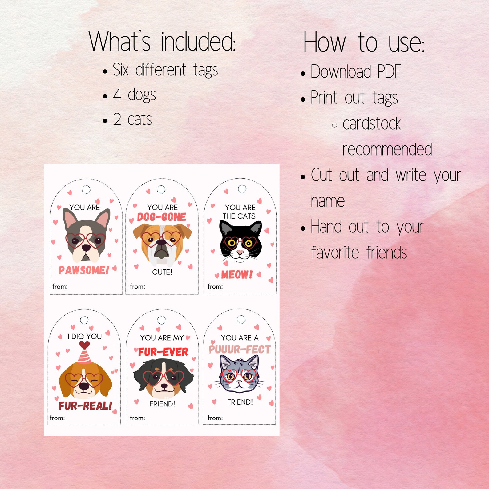 Printable Dog and Cat Valentine's Day Cards, Classroom Valentine's Day ...