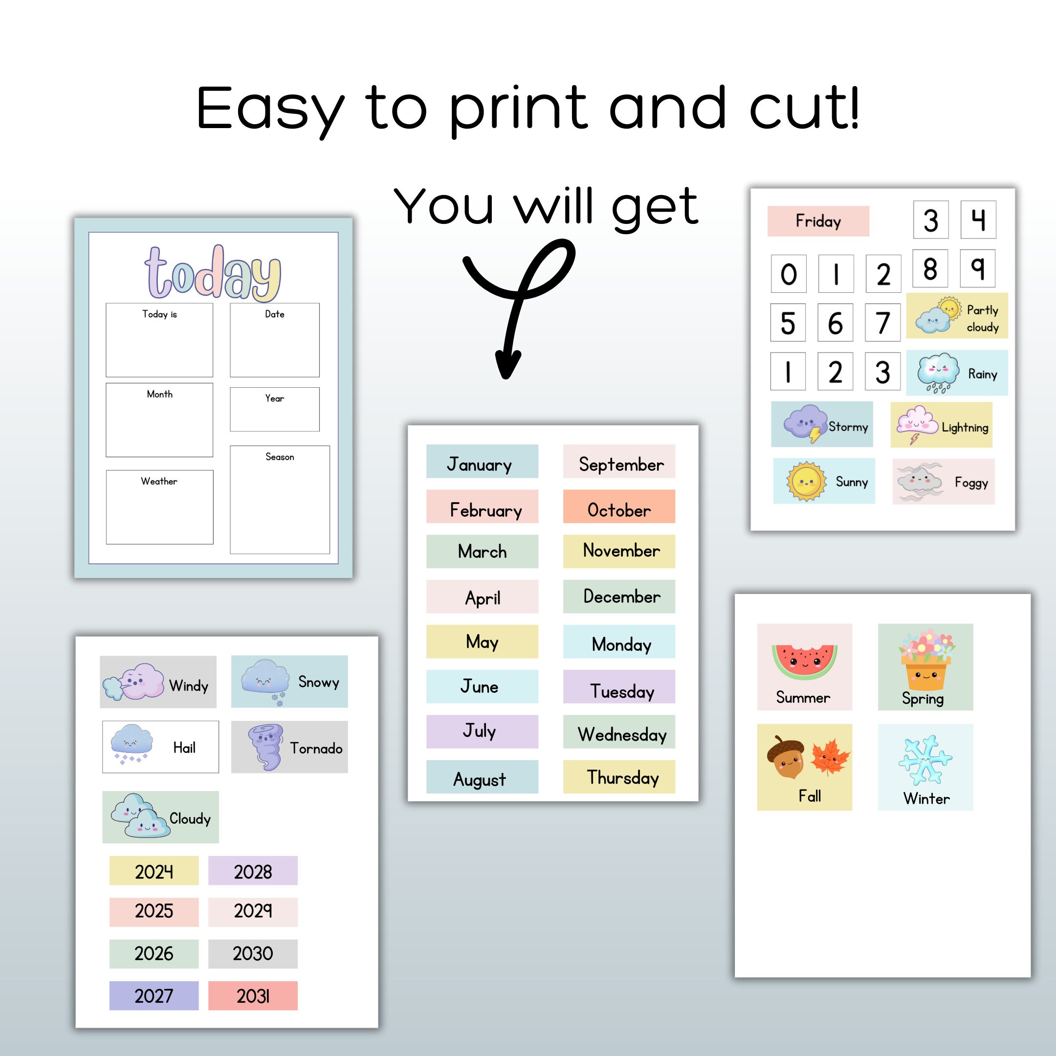Kids Circle Time Weather and Days of the Week Board for Preschool and ...