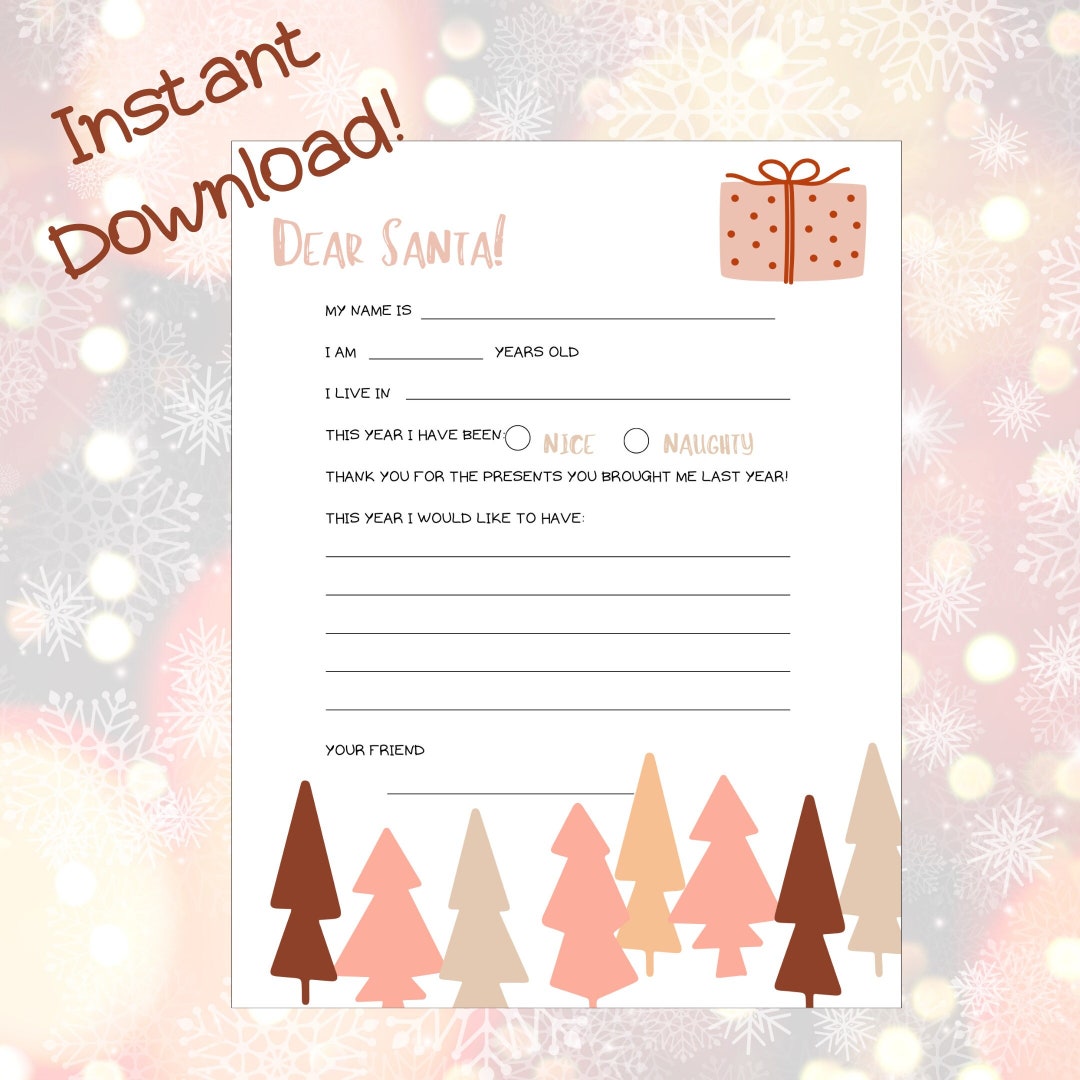 Official Letter to Santa Kids Christmas Wish List Dear Santa Wish List ...