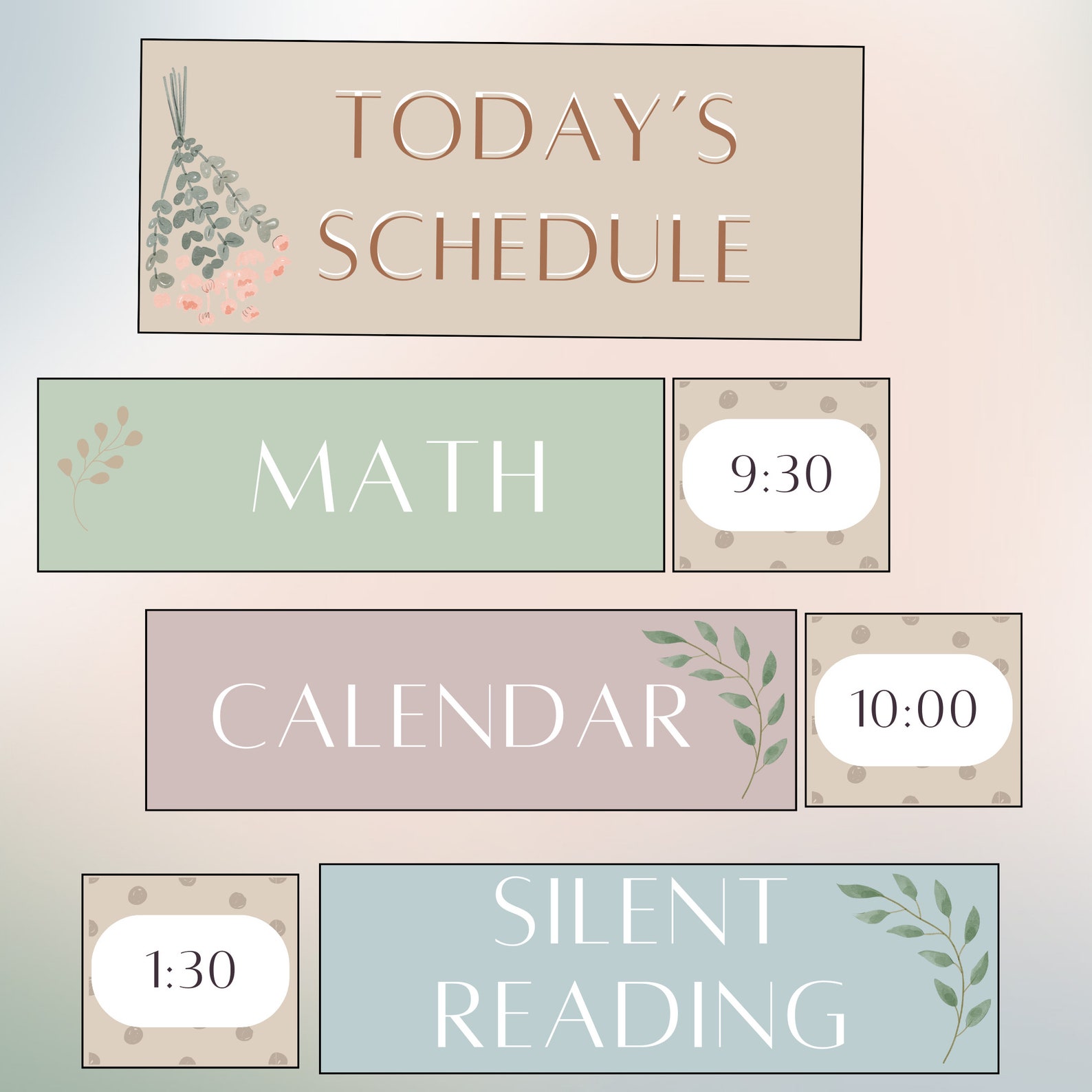 Classroom Schedule Cards | Boho Class Decor | Bulletin Board Posters ...