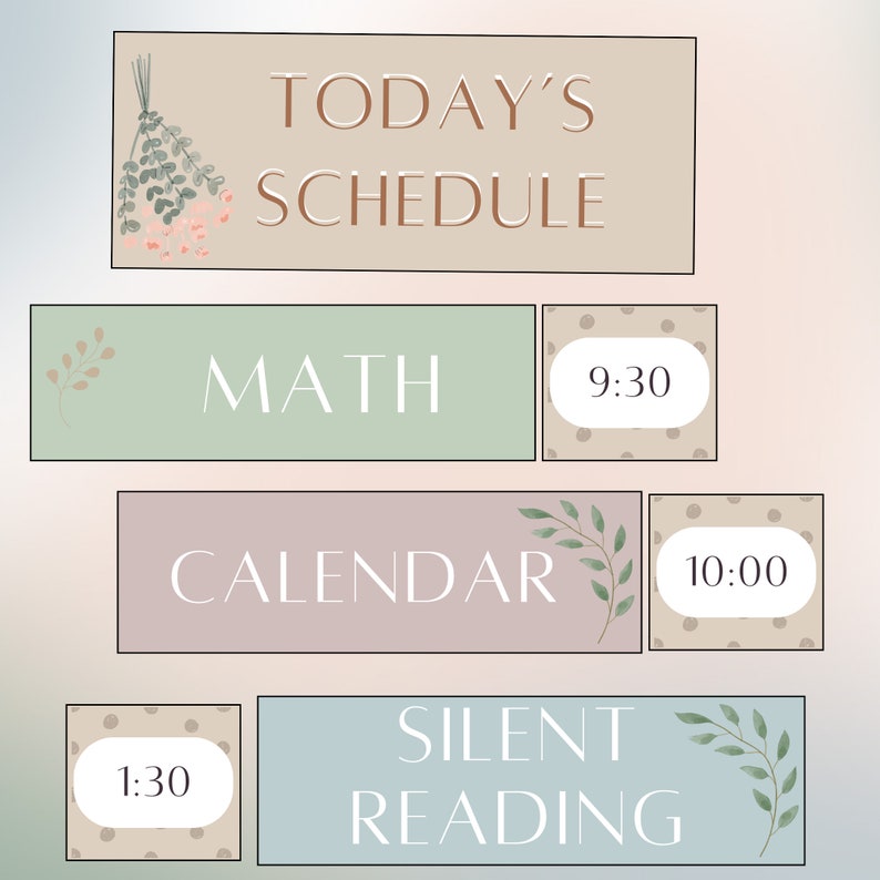 Classroom Schedule Cards | Boho Class Decor | Bulletin Board Posters ...