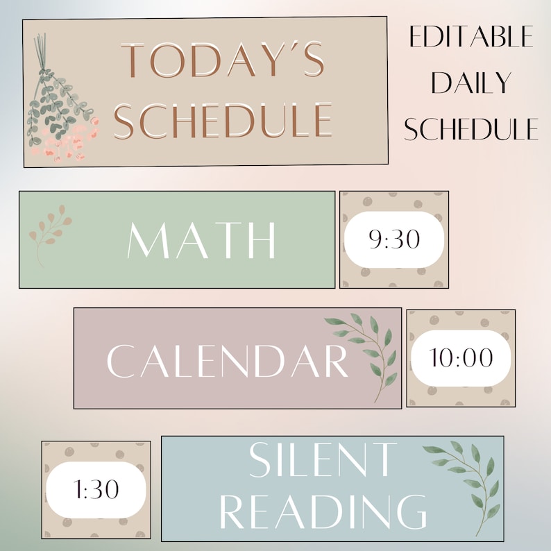 Classroom Schedule Cards | Boho Class Decor | Bulletin Board Posters ...