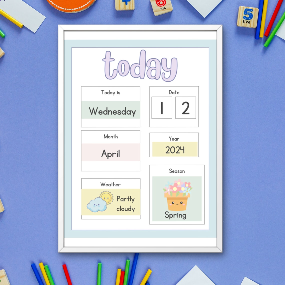 Kids Circle Time Weather and Days of the Week Board for Preschool and ...