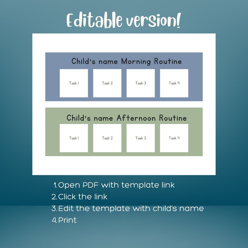 Routine Chart | Editable Morning Afternoon | Visual Schedule | Kids ...
