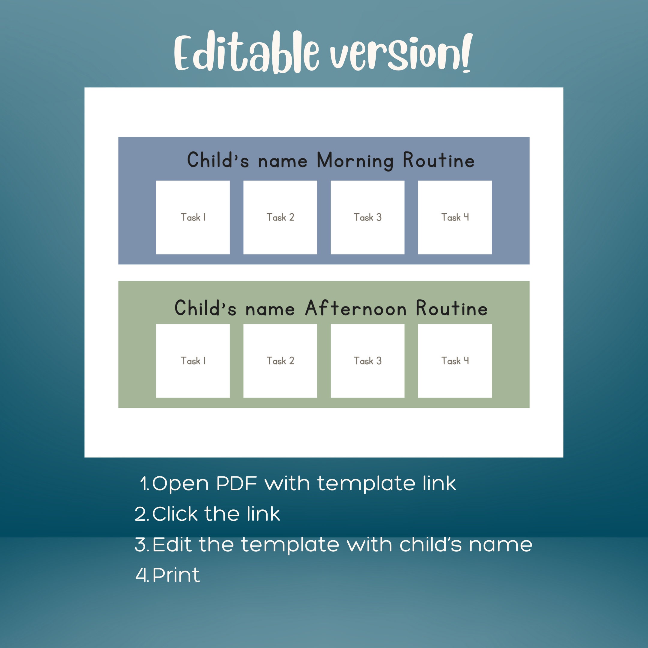 Routine Chart Editable Morning Afternoon Visual Schedule Kids Daily ...
