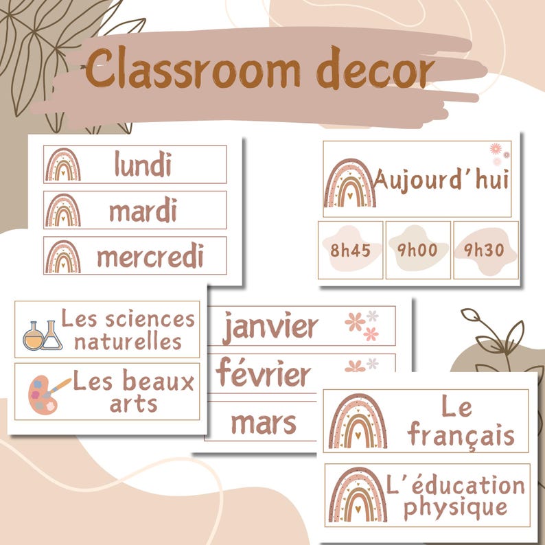 French Boho Theme Classroom Decor & Organization Bundle | Editable ...