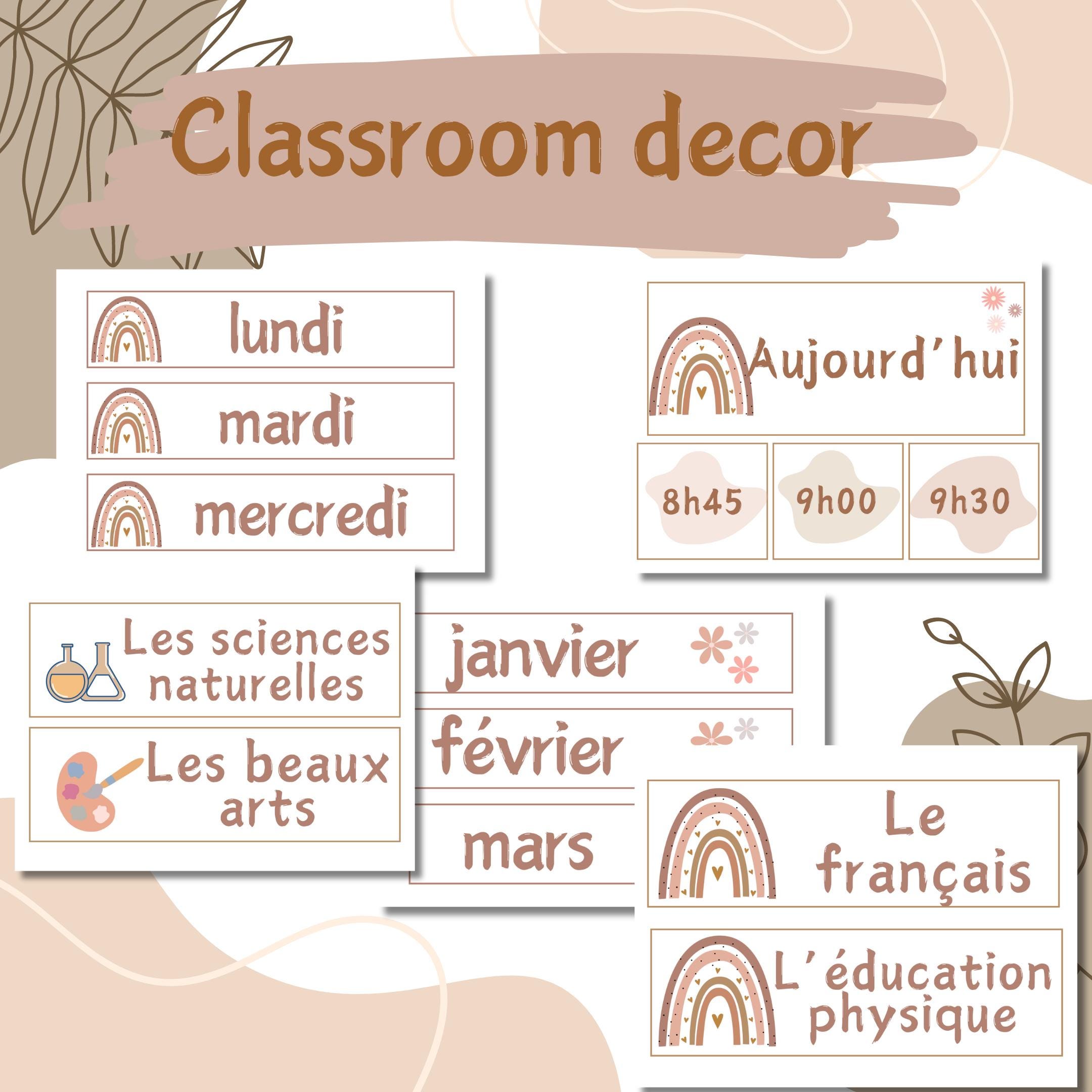 French Boho Theme Classroom Decor & Organization Bundle Editable Visual ...