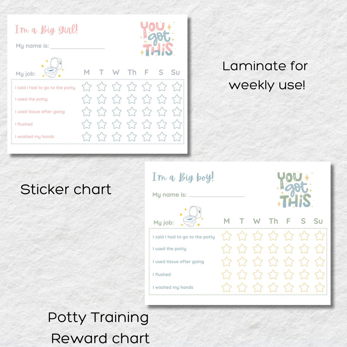 Potty Training Chart | Printable Toddler Reward Chart | Sticker Chart for Kids | Toilet Training ...