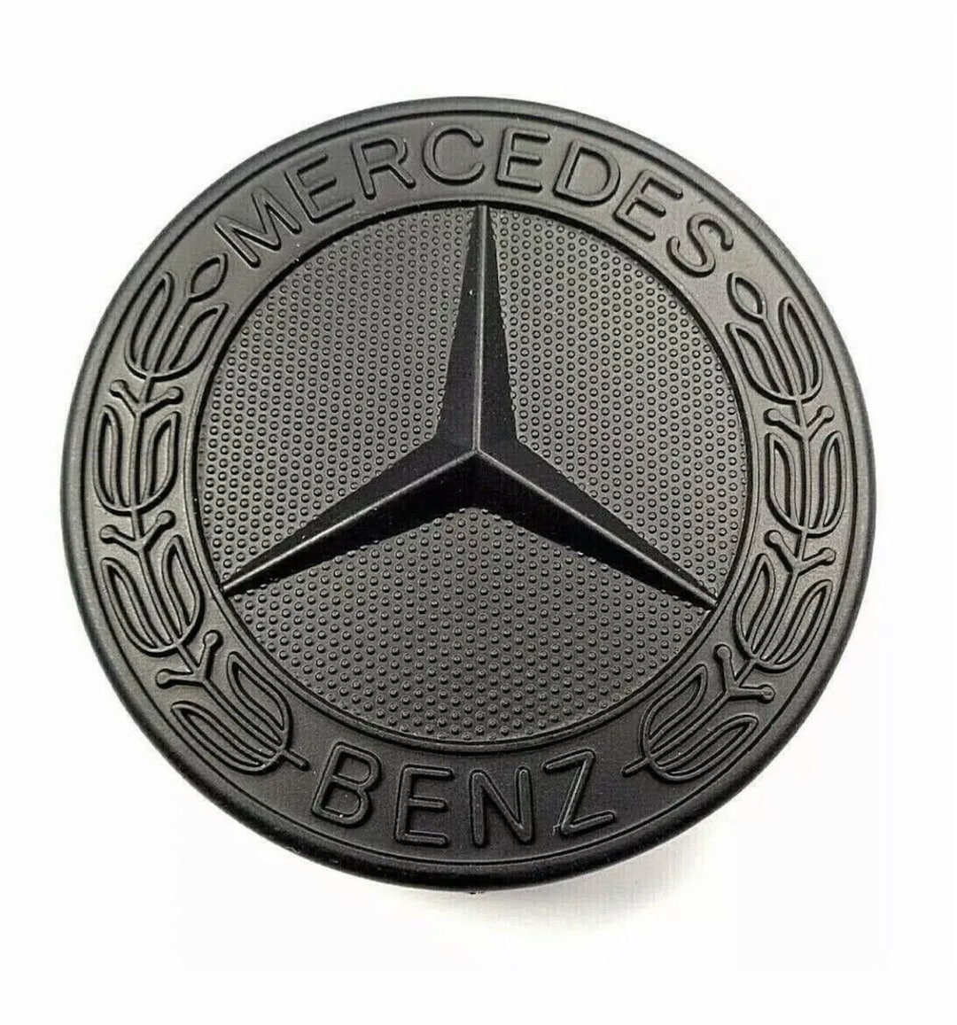 Mercedes Bonnet Logo Full Black 57mm CLASSE C E CLK S Emblem Matt Black ...