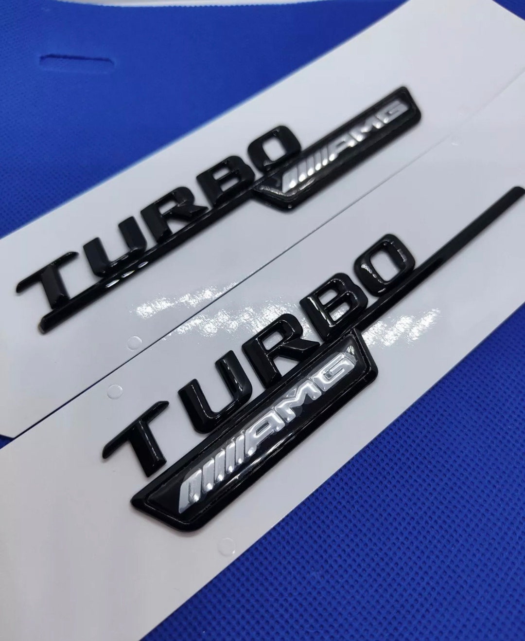 2 Mercedes AMG Turbo Logo Emblem Glossy Black Stickers - Etsy
