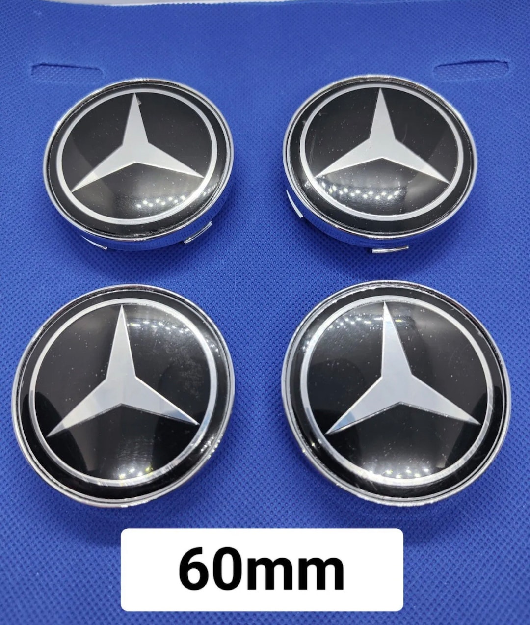 LOT 4 Hub Covers Emblem Mercedes New Logo Rims Wheel Center Black 60 Mm ...