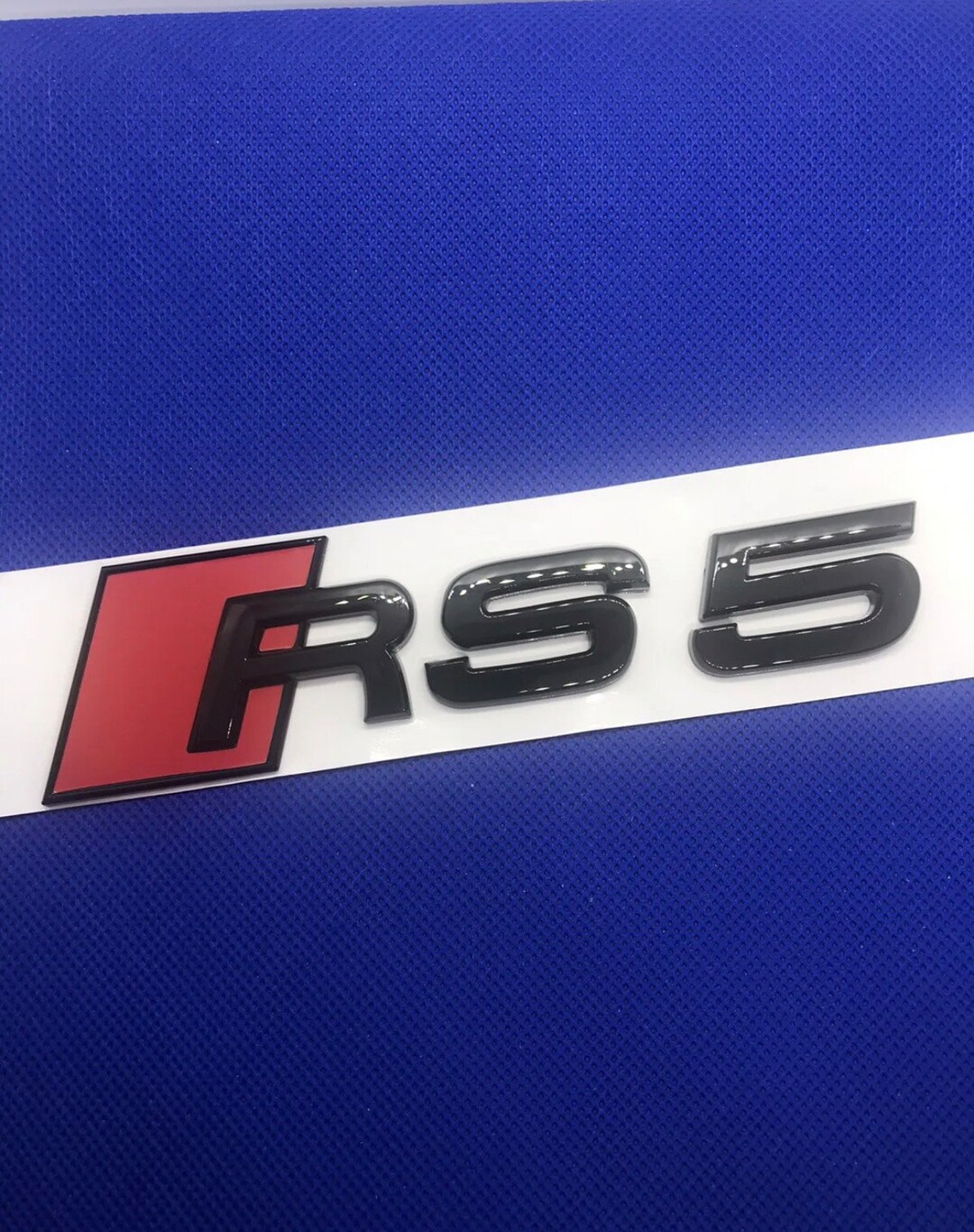 Logo RS5 badge emblème noir brillant hayon arrière autocollant glossy ...