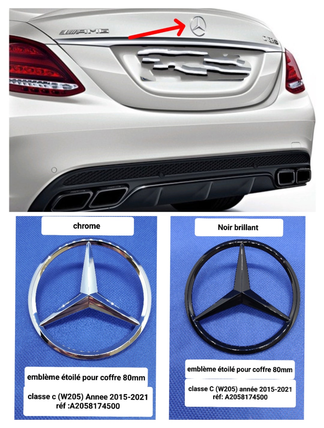 1 Mercedes Tailgate Trunk Star Logo for C-class W205 + 3 Sockets - Etsy