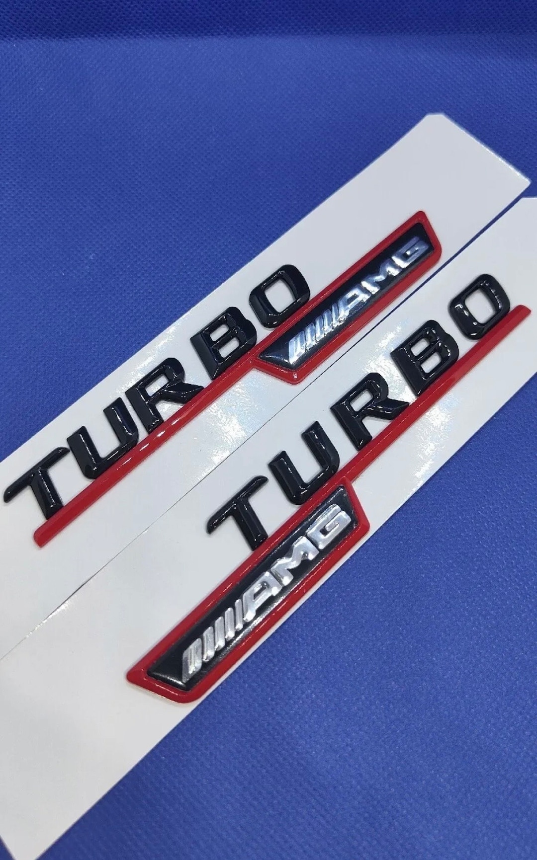 2 AMG Mercedes Turbo Logo Emblem Glossy Black Red Sticker - Etsy