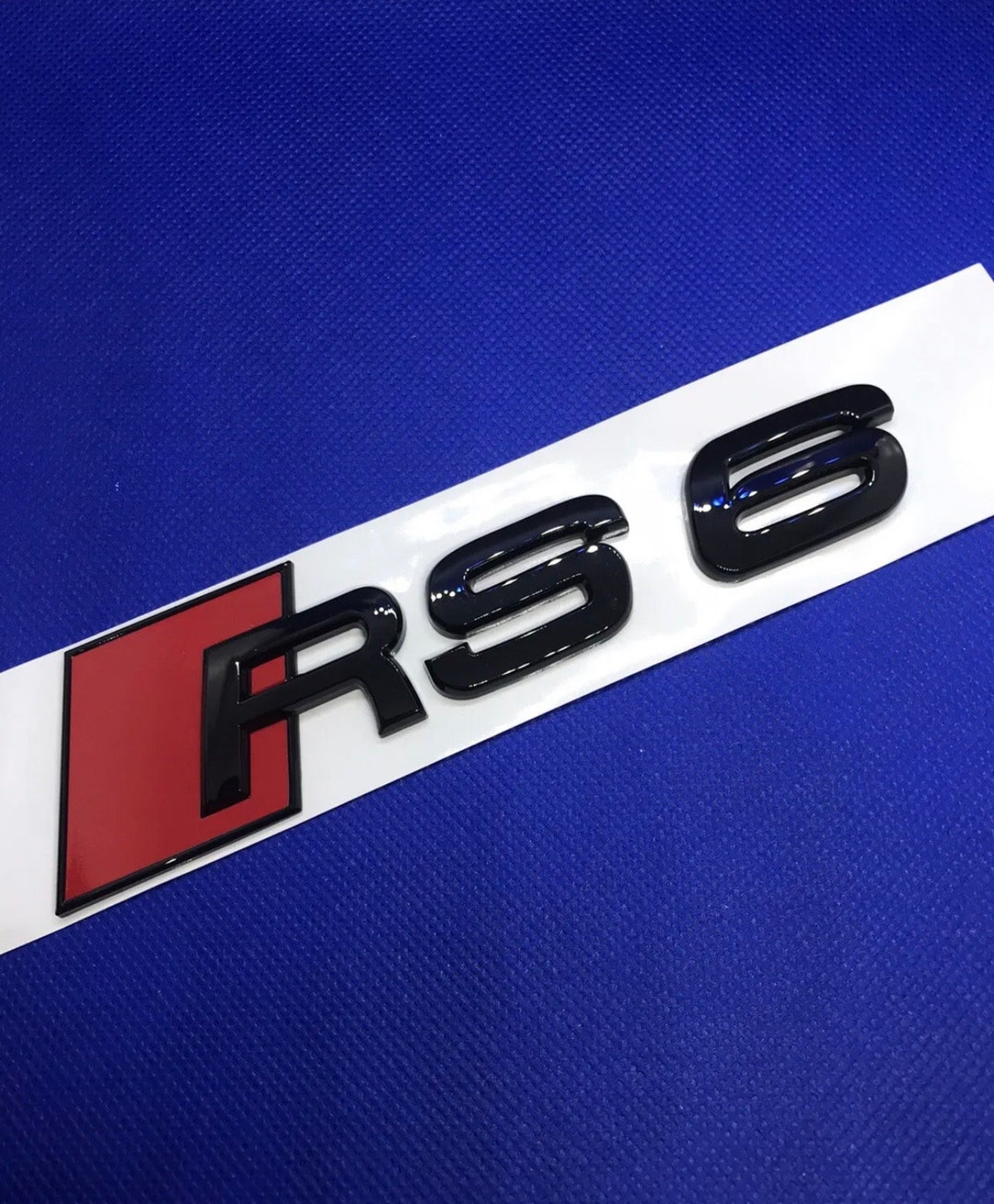 RS6 Logo Badge Emblem Glossy Black Rear Tailgate Sticker Glossy Black ...