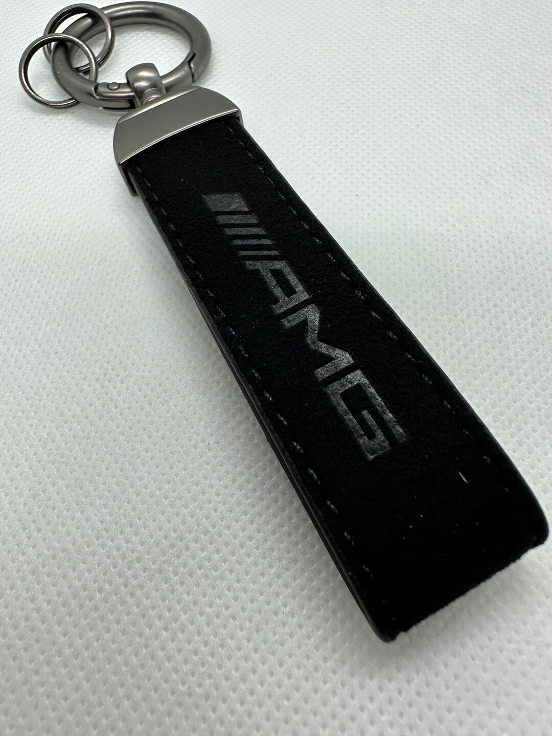 AMG Mercedes Logo Key Ring in Black Alcantara Leather Ideal Gift - Etsy