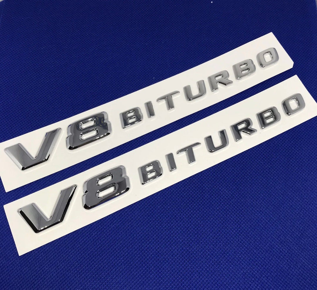 2 Logo V8 Biturbo Mercedes Chrome Lettering Emblem - Etsy