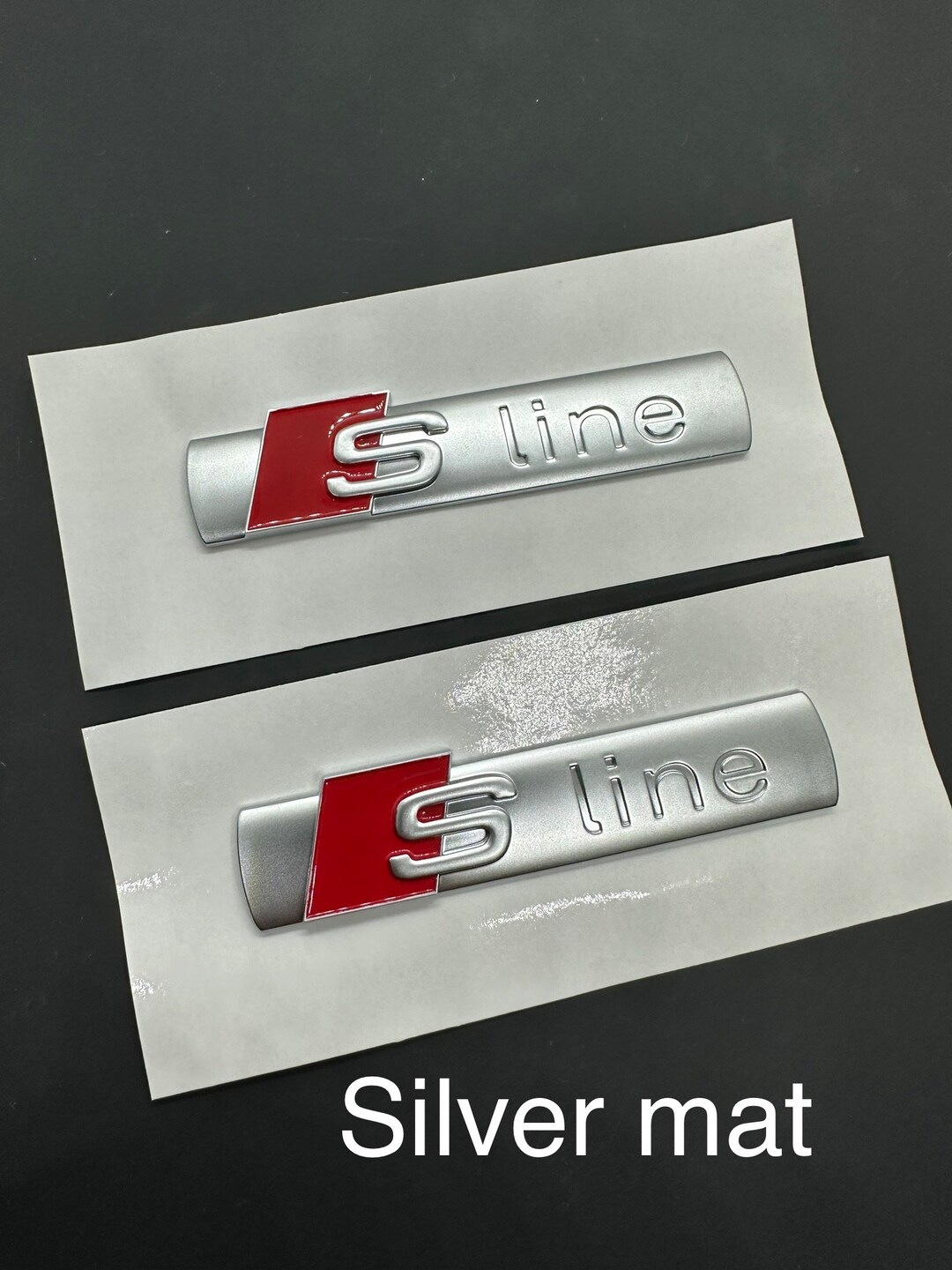 2 S Line Logo Emblem Badge Adhesive Sline Wings Matte Silver Original ...