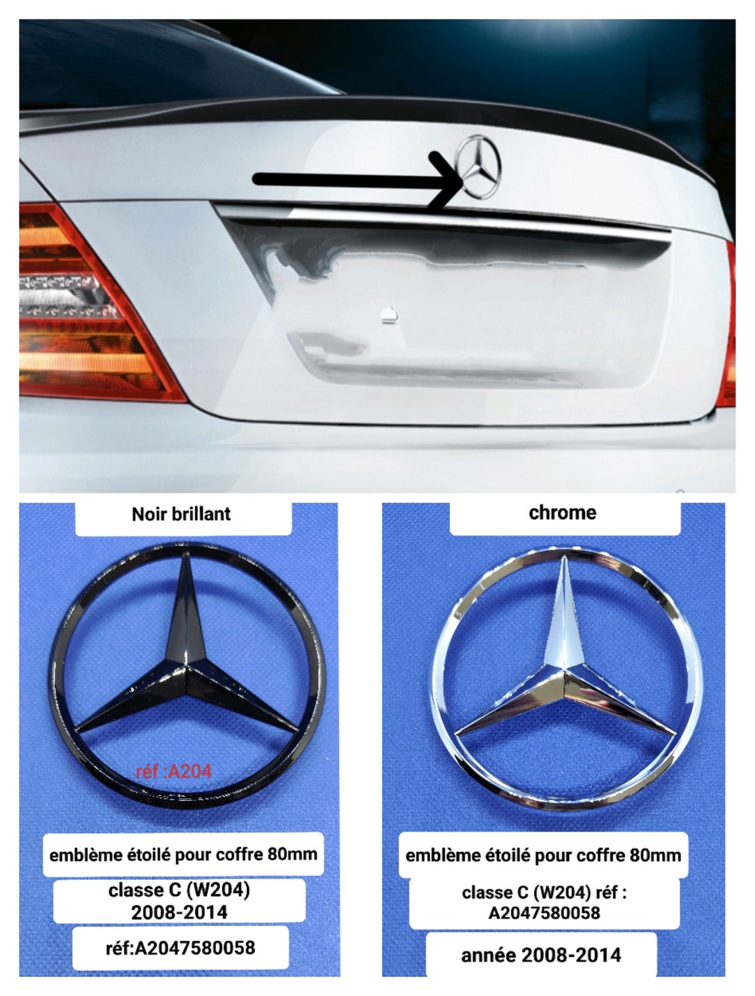 1 Mercedes Tailgate Trunk Star Logo for C Class W204 3 Sockets - Etsy
