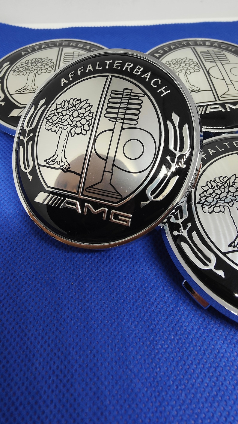 4 Caches Moyeu Logo Mercedes AMG Affalterbach Silver Jante Centre De ...