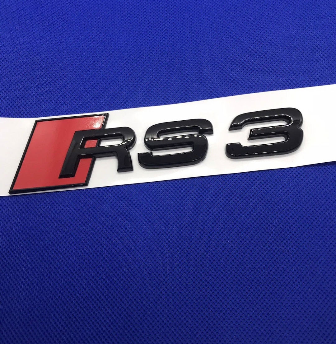 RS3 Logo Badge Emblem Glossy Black Rear Tailgate Sticker Glossy Black ...