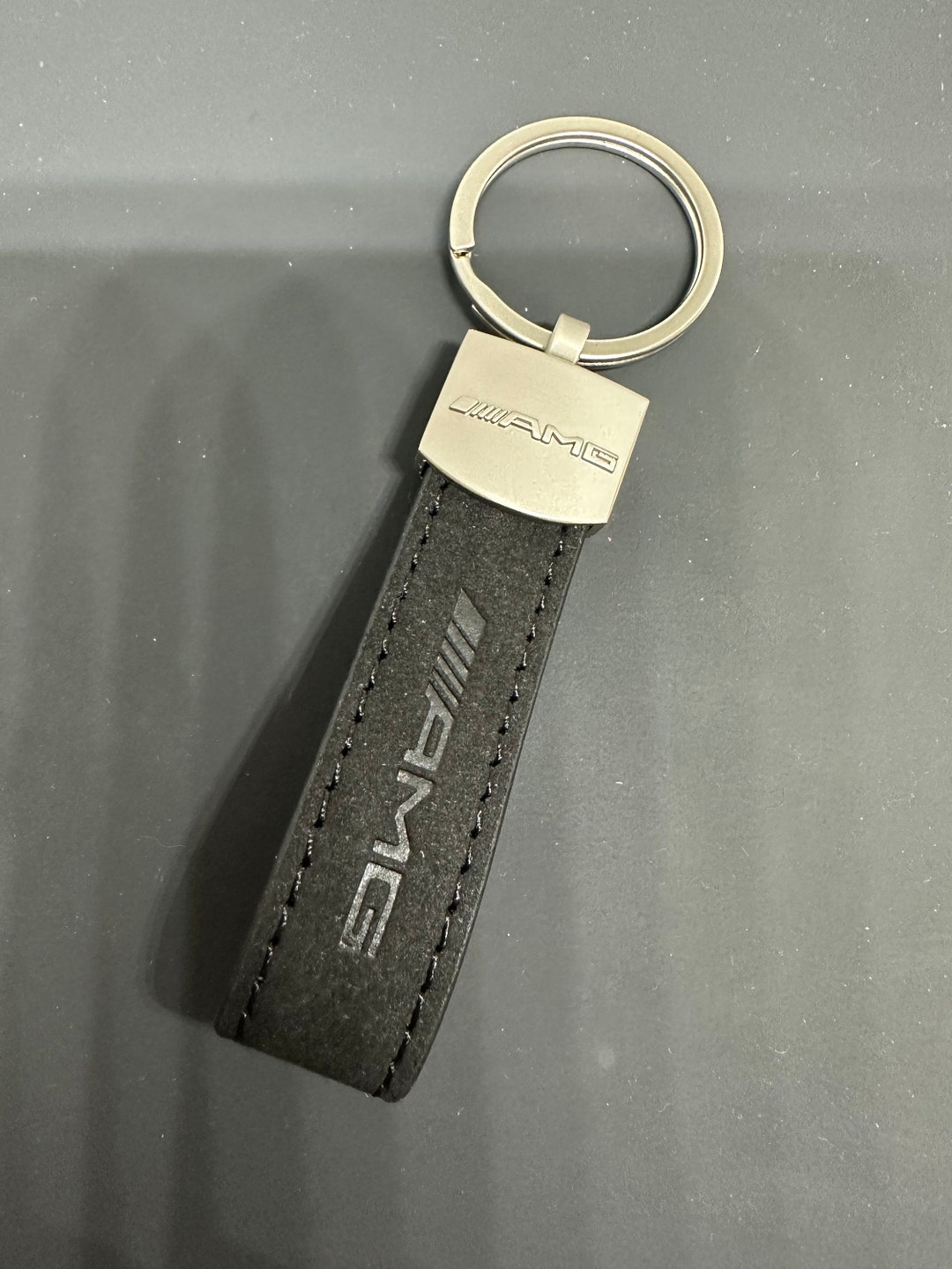 AMG Mercedes Key Ring in Black Leather and Alcantara Metal, Ideal Gift ...