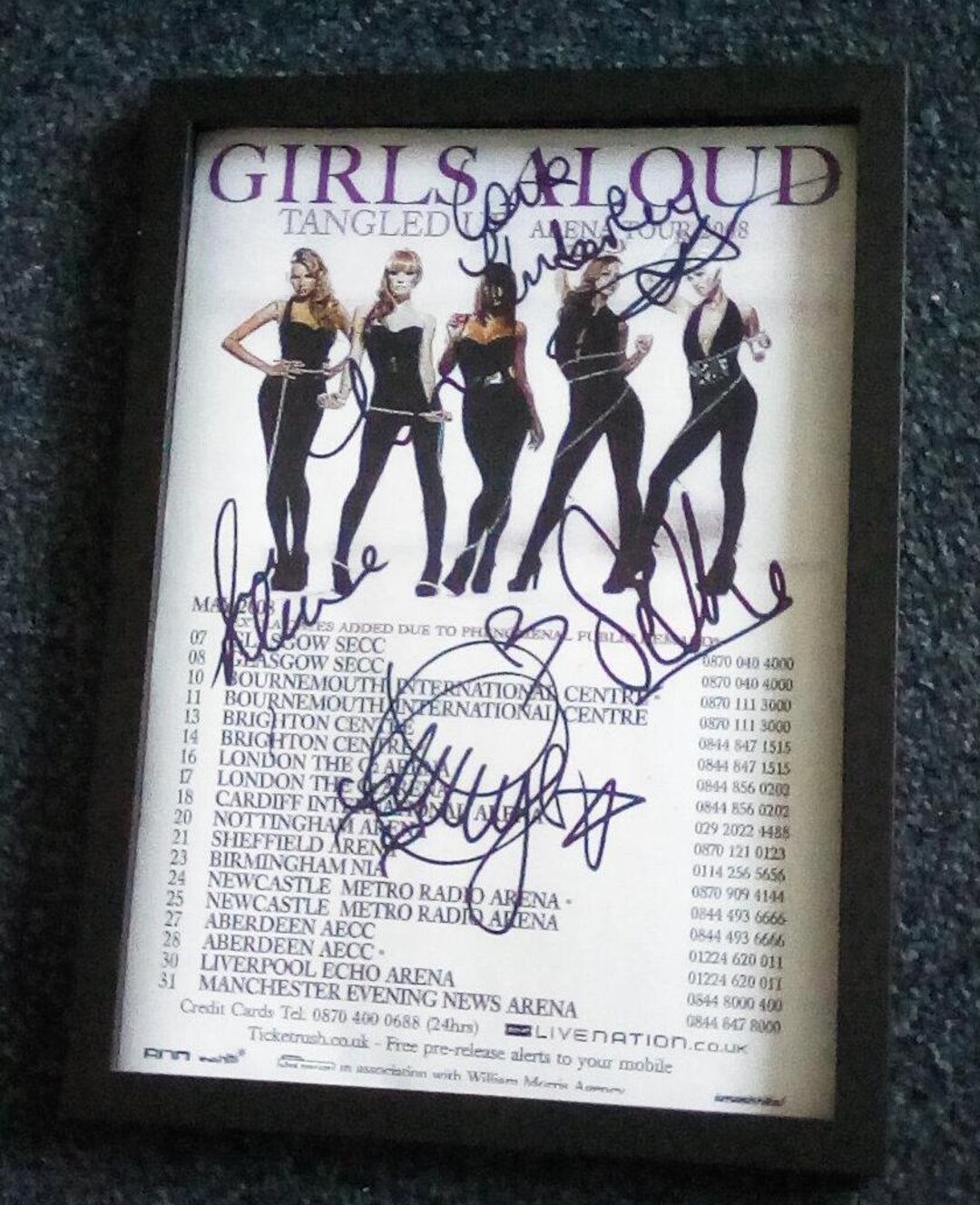 Girls Aloud Repro .copy Signed Gig Flyer Framed 12 X 9 INS TO HANG - Etsy