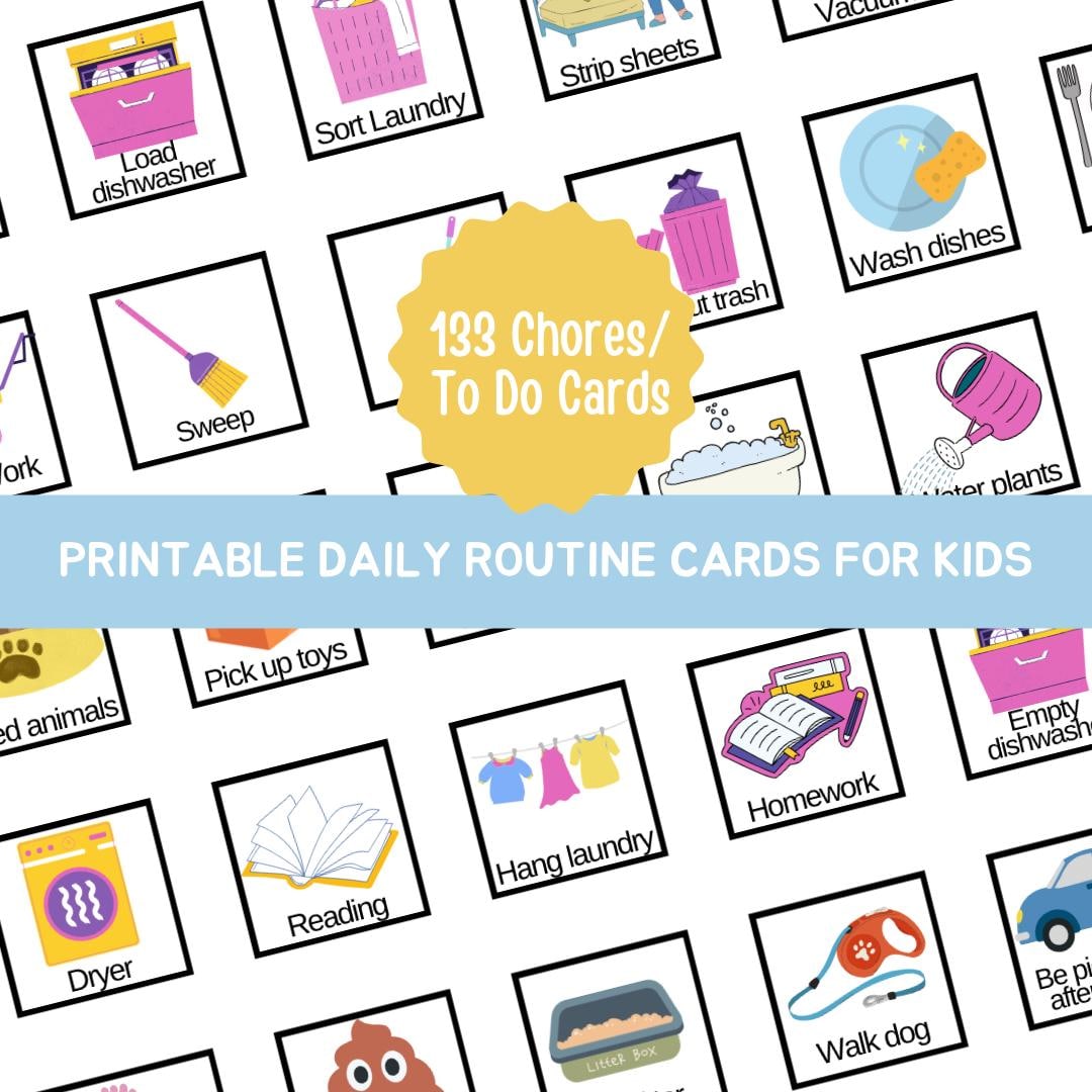 Kids Daily Responsibilities Chart, Printable Daily Routine, Chore Chart ...