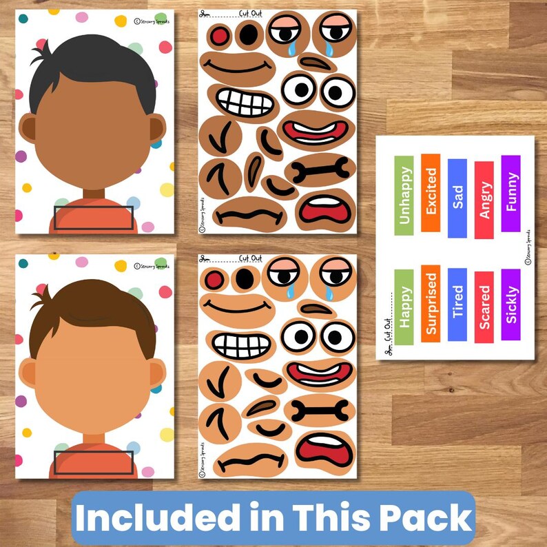 Printable Emotions Activity for Kids Boys Version Feelings Chart Quiet ...