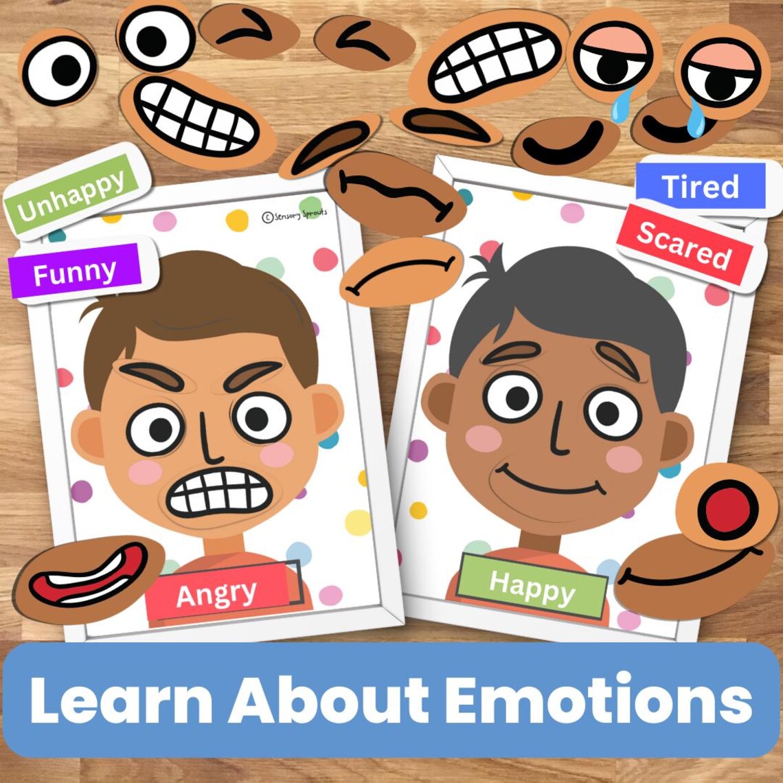 Printable Emotions Activity for Kids Boys Version Feelings Chart Quiet ...