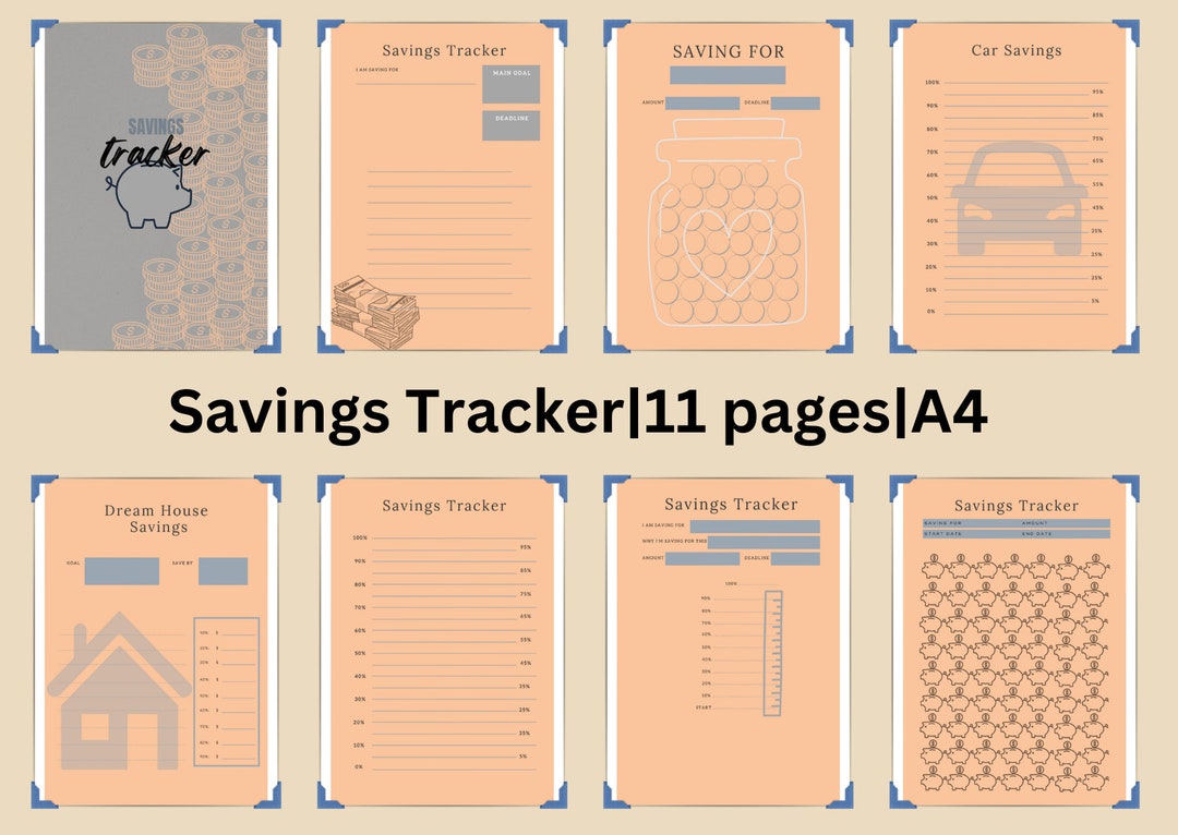 Savings Tracker, Digital Blank Tracker, Printable Personalized Savings ...