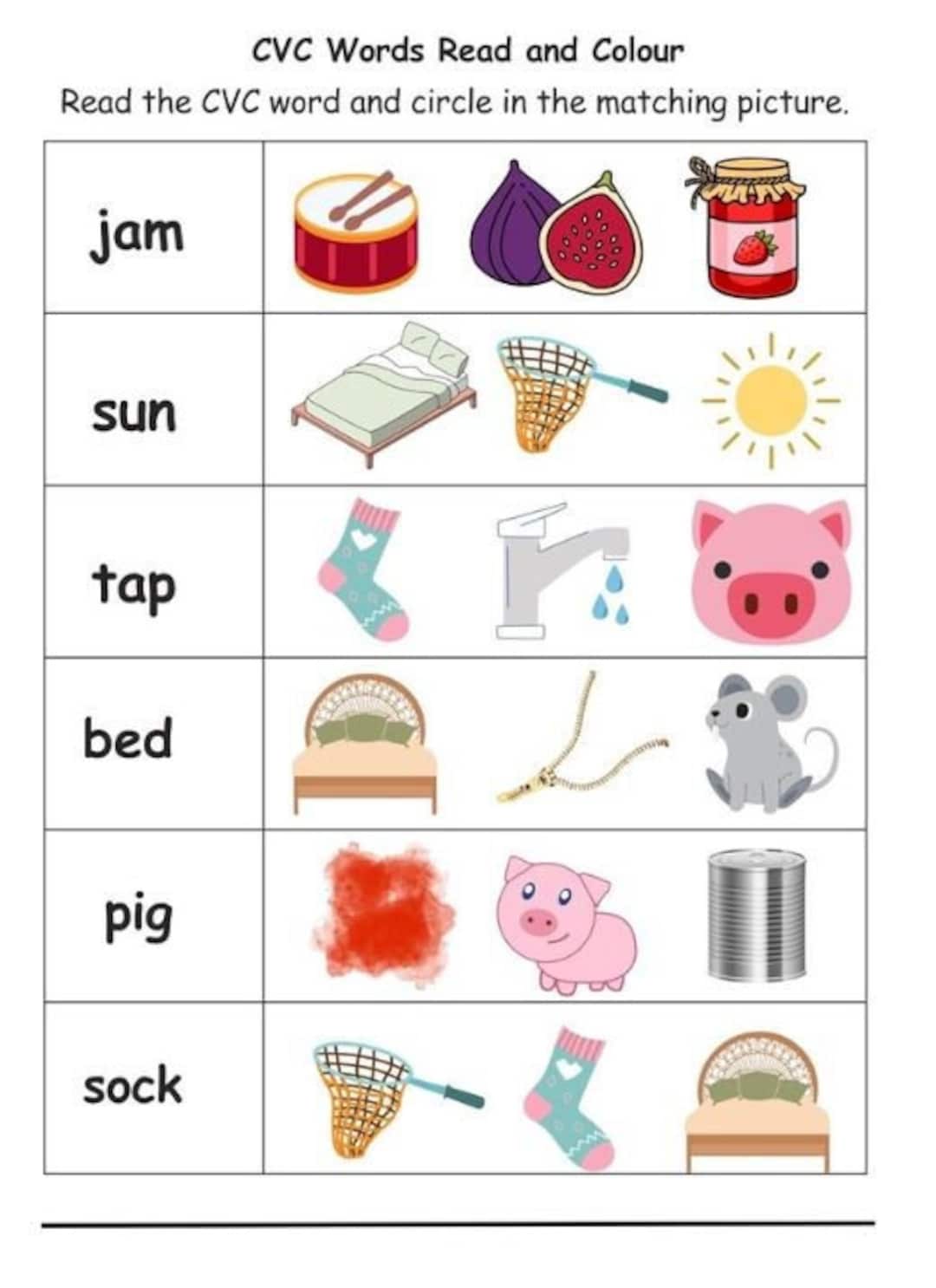 Cvc Words Circle Type, Kids Life Skills Essential, DIGITAL EBOOK, - Etsy