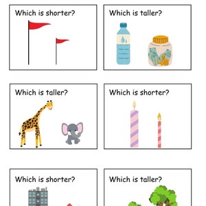Identifying Tall Short Activities for Kids, Fun Learning Pages, for ...