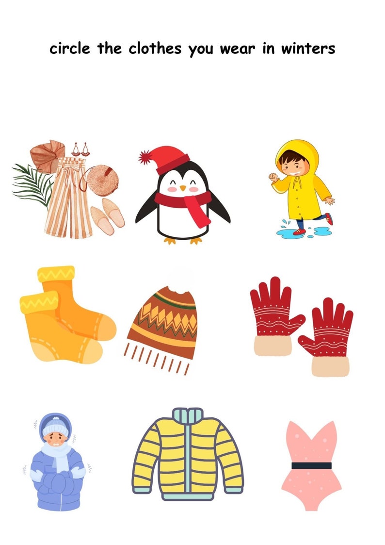 Seasons Basic Learning for Kids, Cloth Identifying, Digital E-book ...