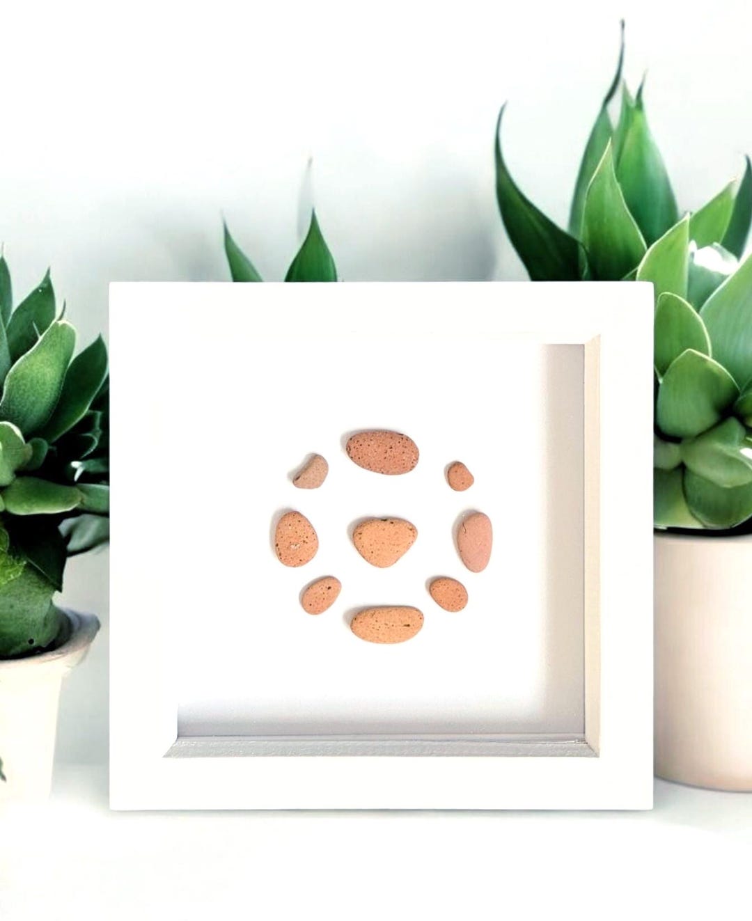 Sea Brick Art: Cornish Coastal Heart, White Wood Frame Cornish Gifts - Etsy
