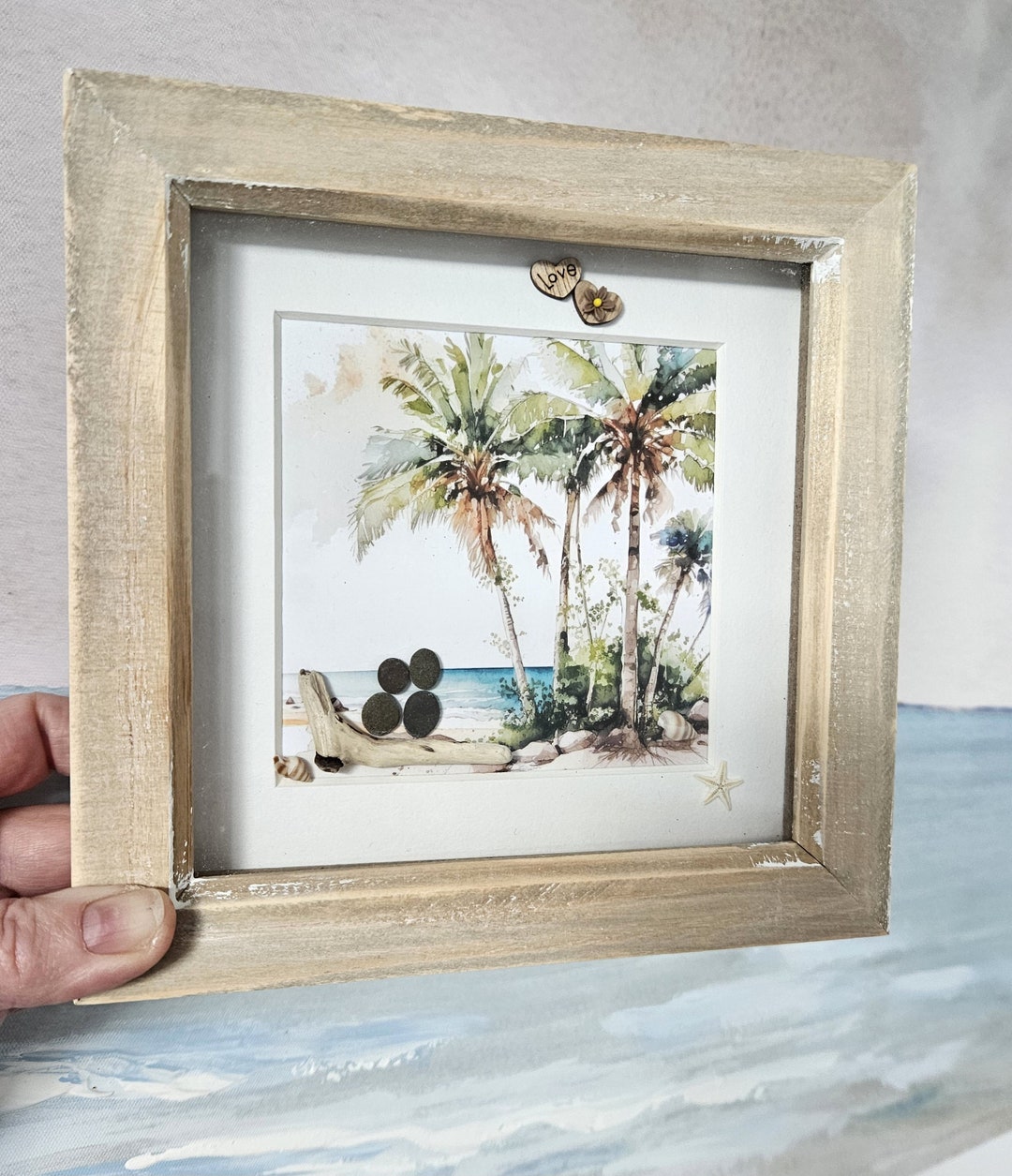 Cornish Beach Pebble Couple on a Tropical Beach Box Frame - Etsy