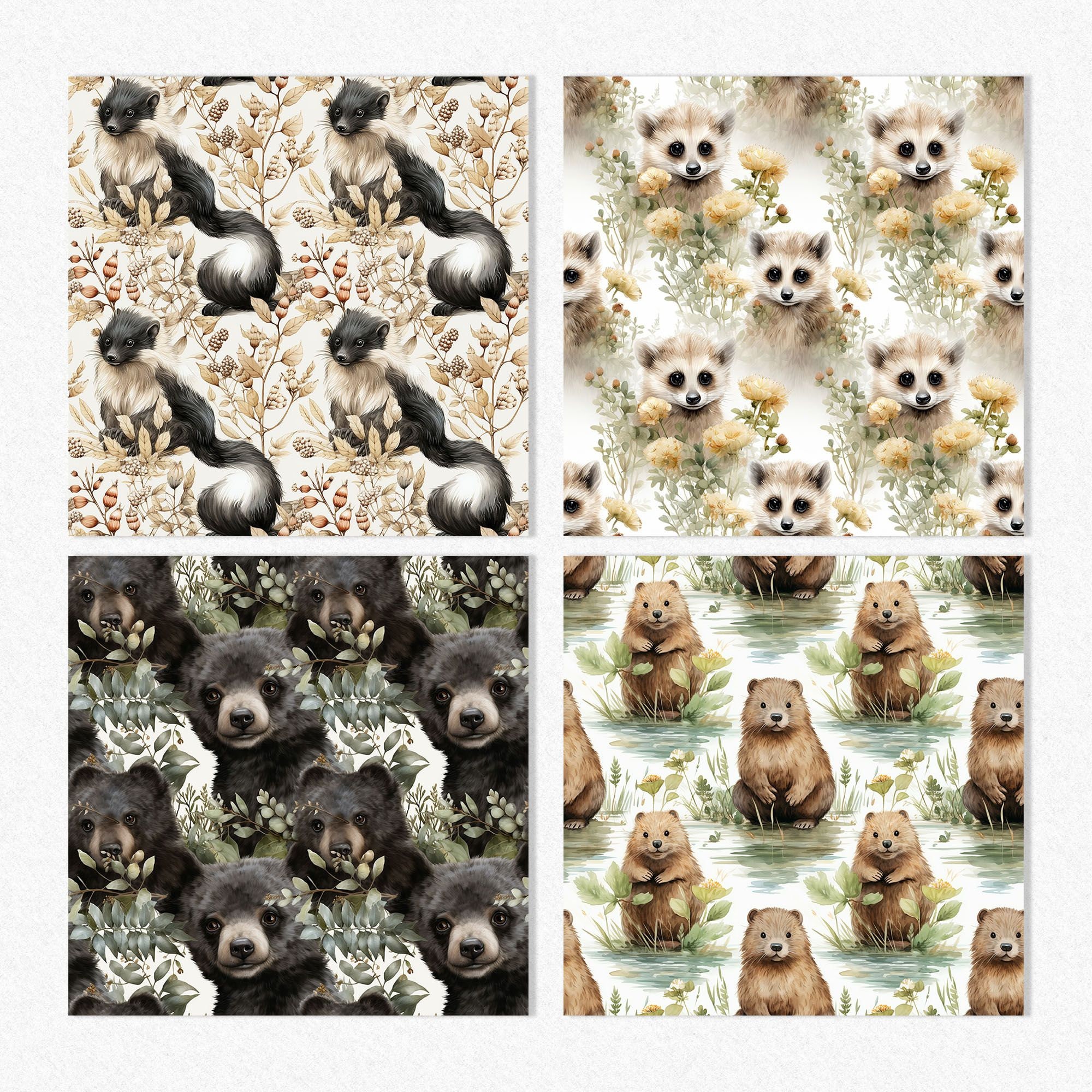 Woodland Animals Digital Paper Seamless Woodland Themed Paper Charming ...